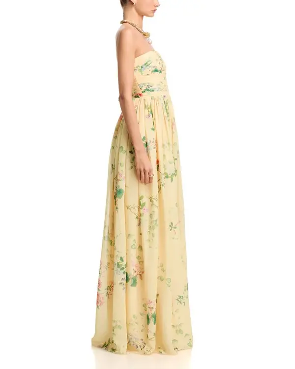 SAU LEE Amsale Ida Square Neck Gown - Soft Yellow