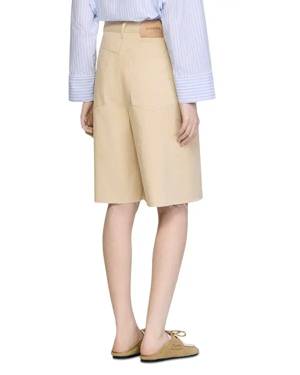 Sandro Cutout Flowers Cotton Bermuda Shorts - Beige