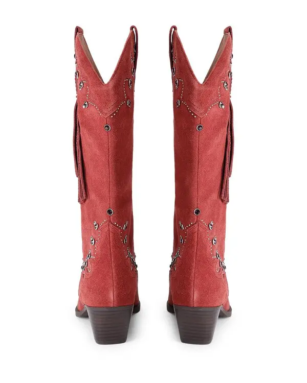 Kurt Geiger Oxford Western Tassel Boots - Medium Red