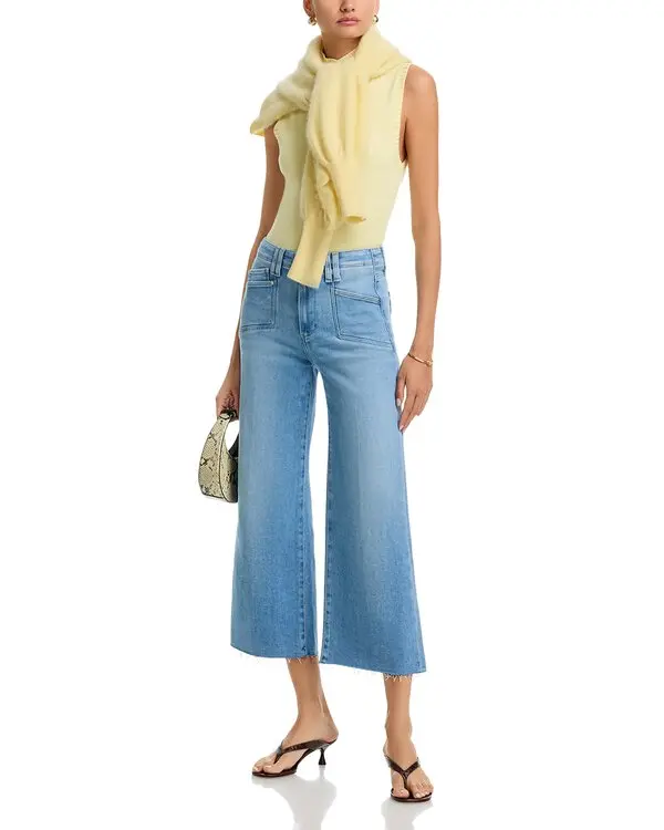 Paige Anessa High Rise Raw Hem Wide Leg Jeans - Vail