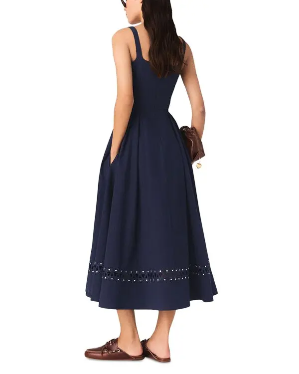 Maje Flared Midi Dress - Navy