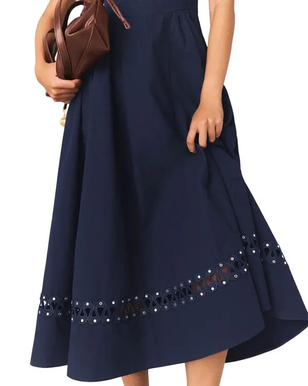 Maje Flared Midi Dress - Navy