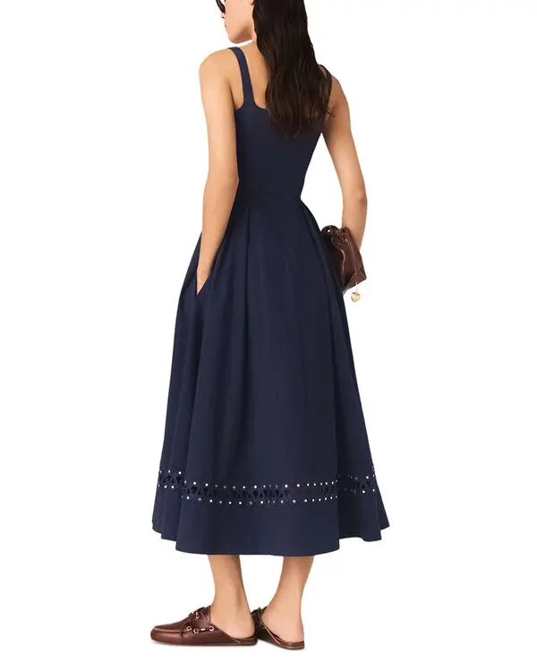 Maje Flared Midi Dress - Navy