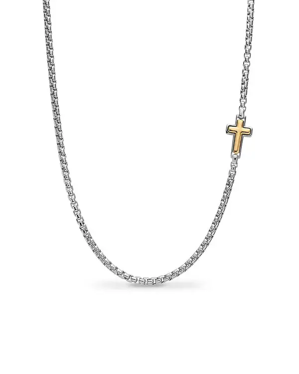 David Yurman Cross Station Necklace In Sterling Silver And 14k Yellow Gold - Gold/silver