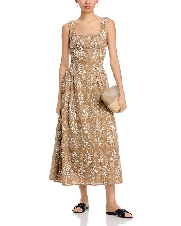 Moon River Square Neck Midi Dress