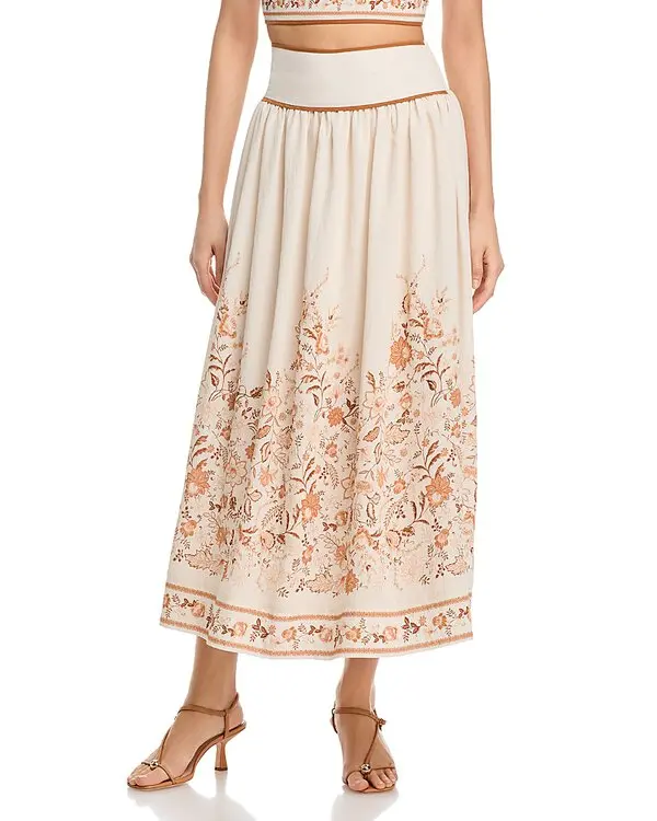 Moon River Floral Print Midi Skirt