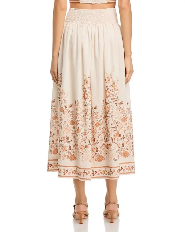 Moon River Floral Print Midi Skirt