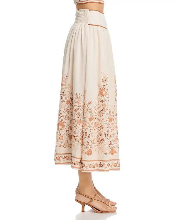 Moon River Floral Print Midi Skirt