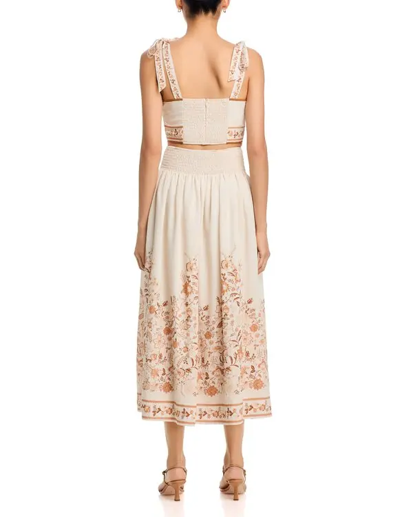 Moon River Floral Print Midi Skirt