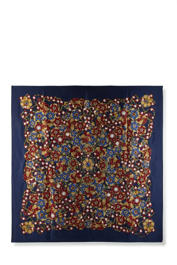 Chanel Gripoix Silk Scarf - Navy
