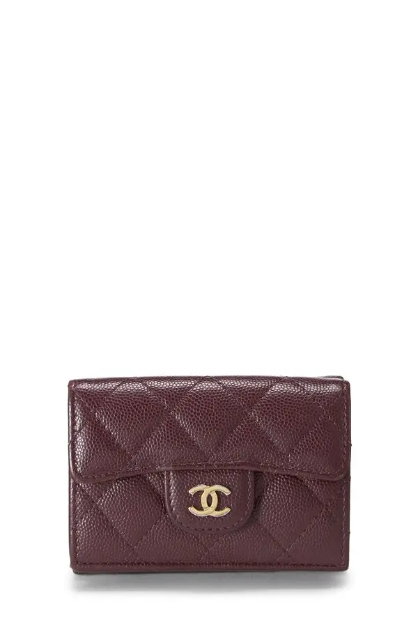 Chanel Caviar Classic Flap Compact Wallet - Burgundy