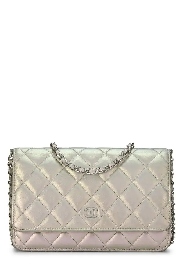 Chanel Iridescent Classic Quilted Wallet On Chain - Purple