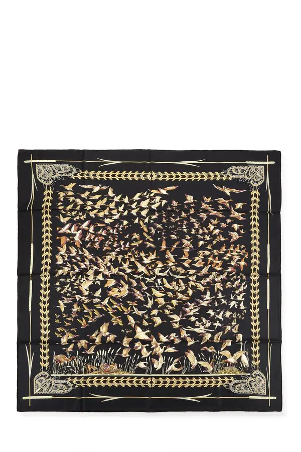 Hermès Multicolor 'libres Comme L'air' Silk Scarf 90 - Black