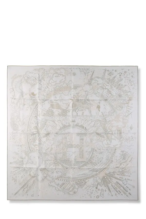 Hermès Multicolor 'please Hold The Line' Silk Scarf 90 - White