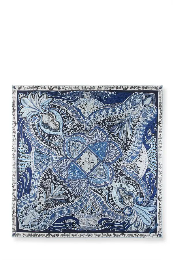 Hermès Multicolor 'le Jardin De La Maharani' Silk Scarf 90 - Blue