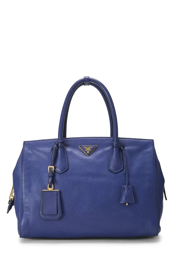 Prada Vitello Daino Convertible Handbag - Blue