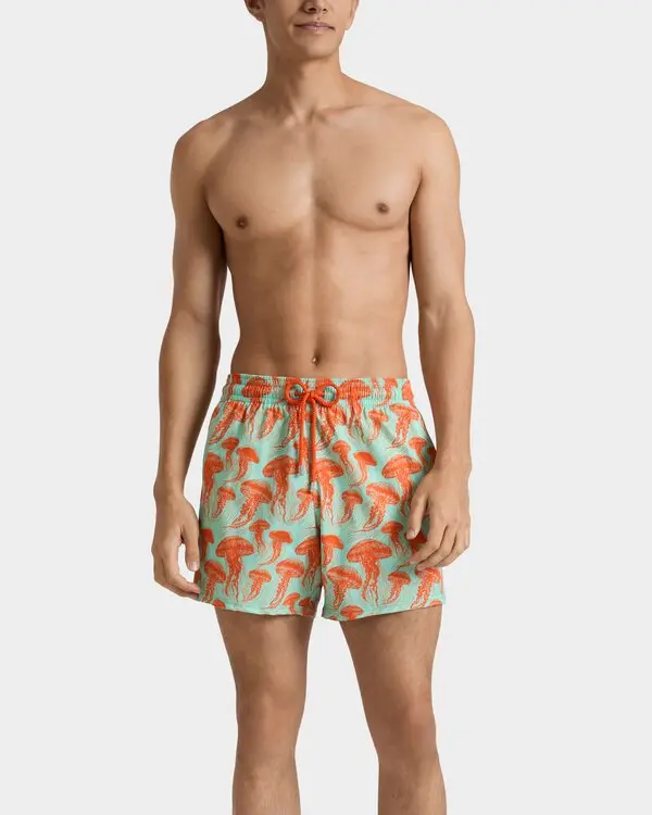 Vilebrequin Stretch Short Swim Trunks With Jellyfish Print - Green