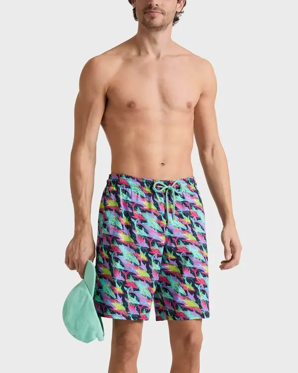 Vilebrequin Long Stretch Swim Trunks Whales Offset Swimwear Okorise