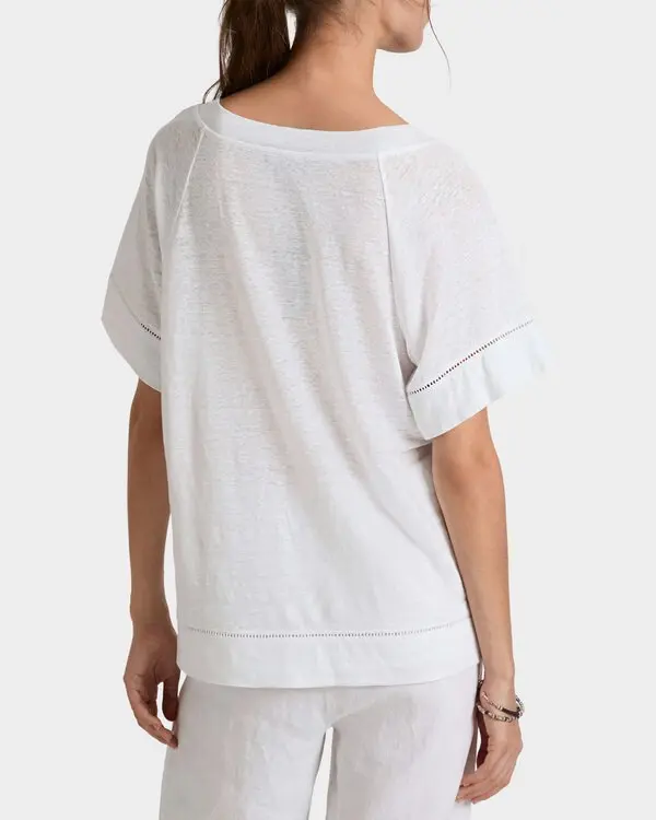 Vilebrequin Linen Short Sleeve T-shirt With Openwork Trim