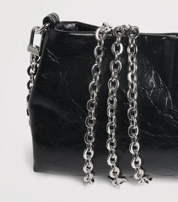 Maje Miss M Leather Clutch Bag With Fringe And Chain Strap - Black