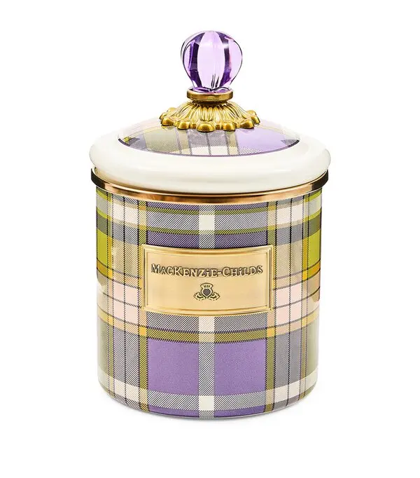 MACKENZIE-CHILDS Small Steel Violet Check Canister - Purple