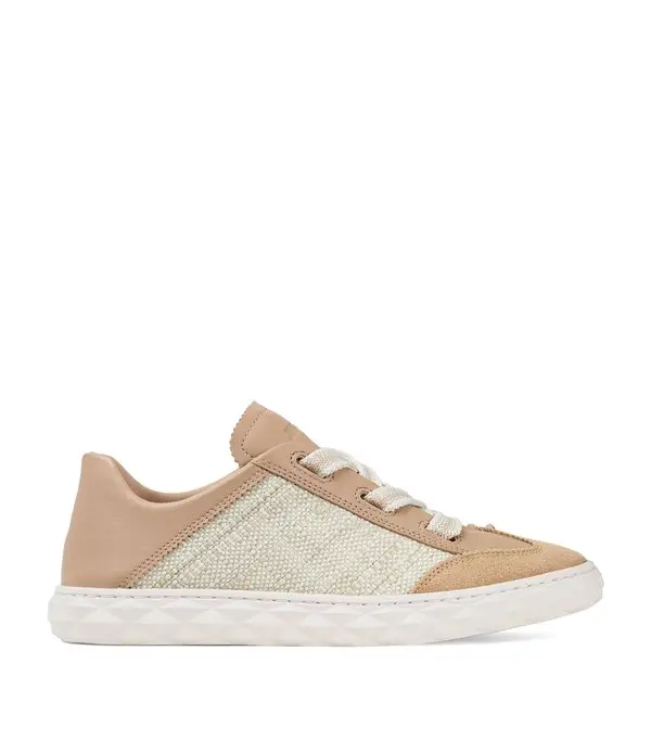 JIMMY CHOO Diamond Light Flex F Leather Woven Sneakers - Nude