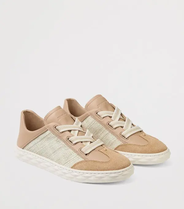 JIMMY CHOO Diamond Light Flex F Leather Woven Sneakers - Nude