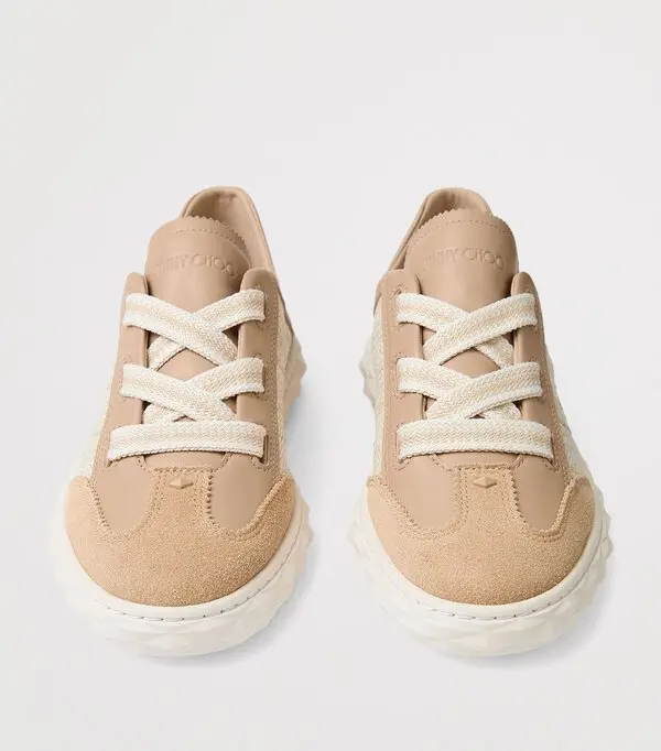 JIMMY CHOO Diamond Light Flex F Leather Woven Sneakers - Nude