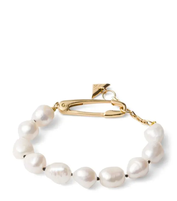 Prada Pearl Safety Pin Bracelet - Metallic