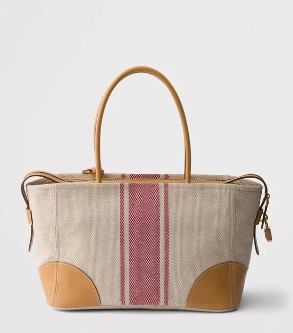 Prada Canvas And Leather Tote Bag