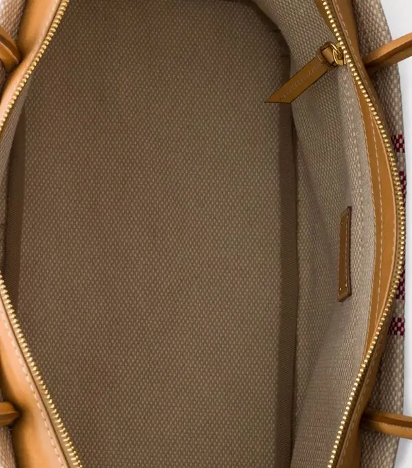 Prada Canvas And Leather Tote Bag
