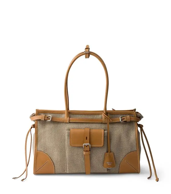 Prada Small Linen Bonnie Shoulder Bag