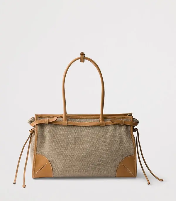 Prada Small Linen Bonnie Shoulder Bag