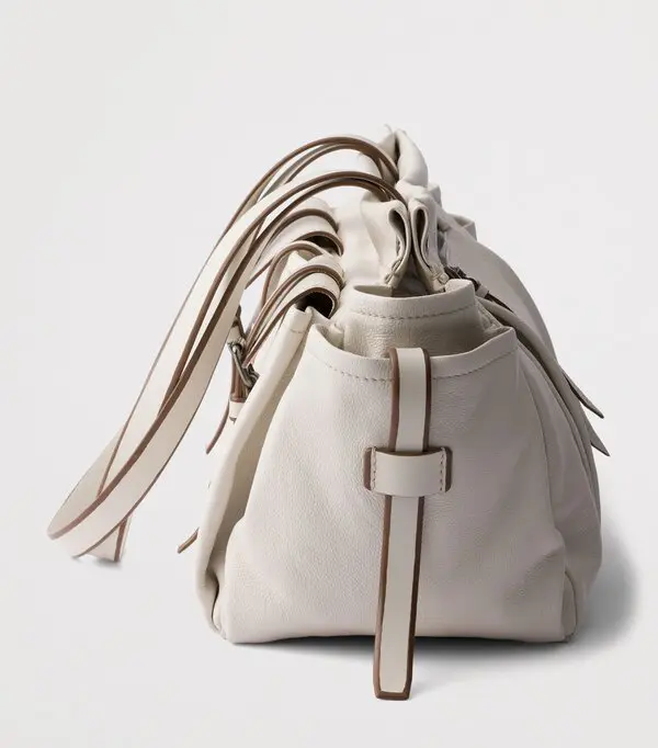 Prada Large Leather Route Tote Bag - Neutral