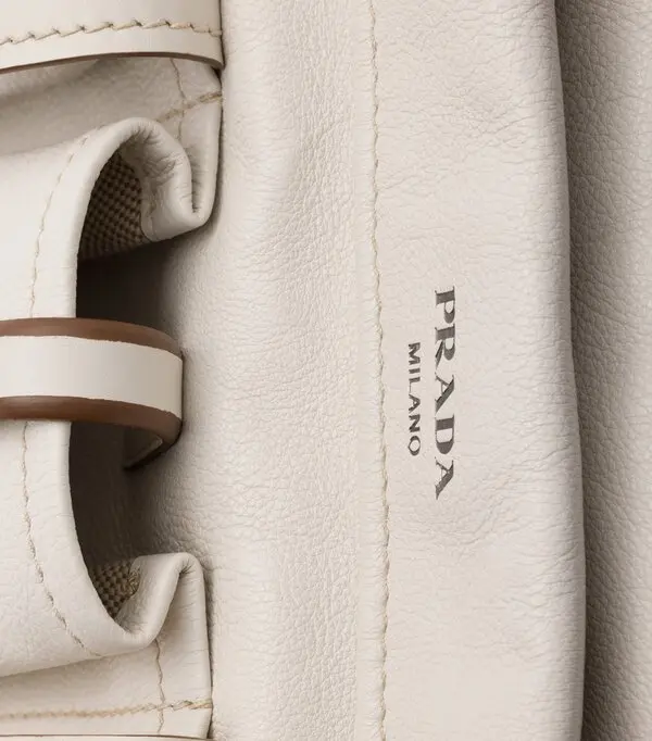 Prada Large Leather Route Tote Bag - Neutral