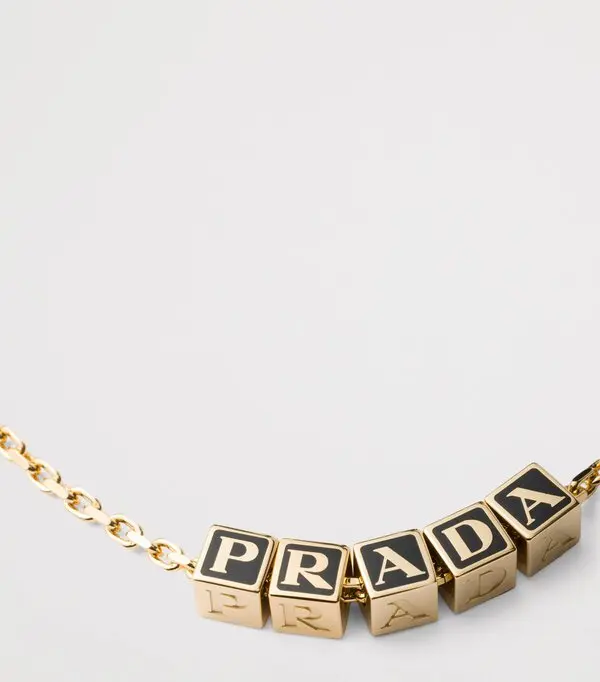 Prada Enamel Detail Logo Necklace