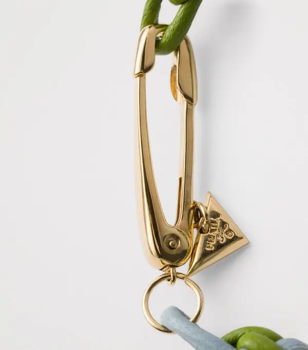 Prada Braided Leather Safety Pin Bracelet