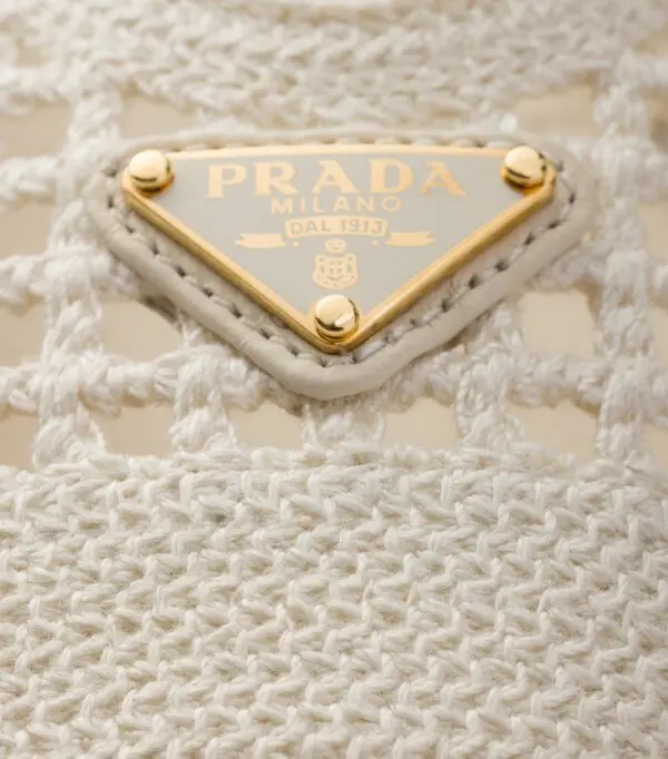 Prada Crochet Ballet Flats With Mary Jane Strap
