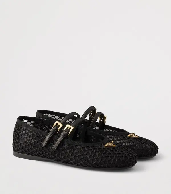 Prada Mesh Triangle Ballet Flats