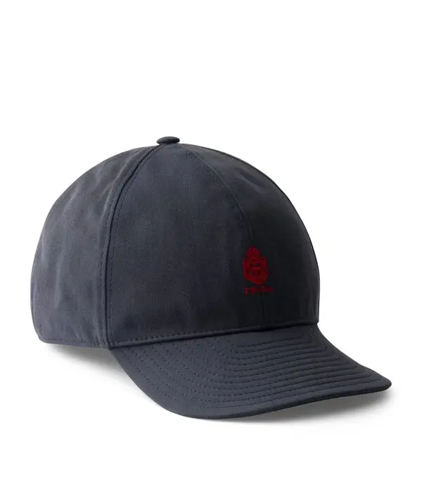 Prada Cotton Gabardine Baseball Cap With Embroidered Emblem - Blue