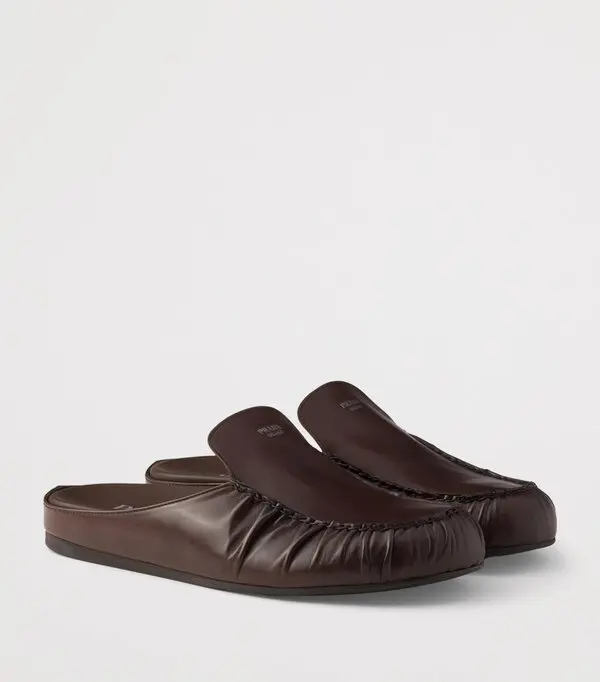 Prada Gathered Leather Mules