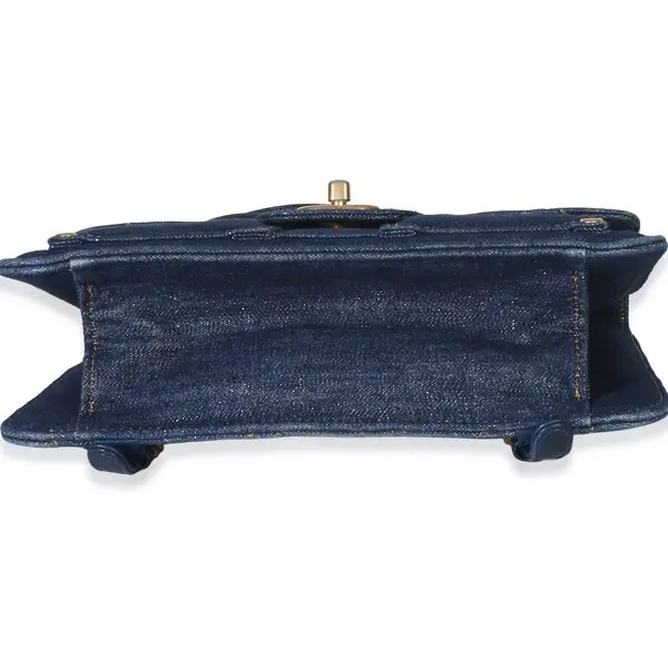 Chanel Quilted Denim Backpack With Gold-tone Hardware