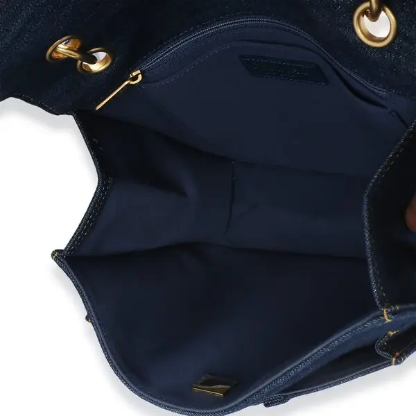 Chanel Quilted Denim Backpack With Gold-tone Hardware