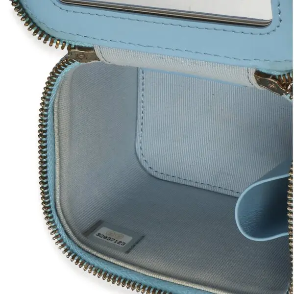 Chanel Quilted Lambskin Vanity Case With Coco Chain Strap - Blue