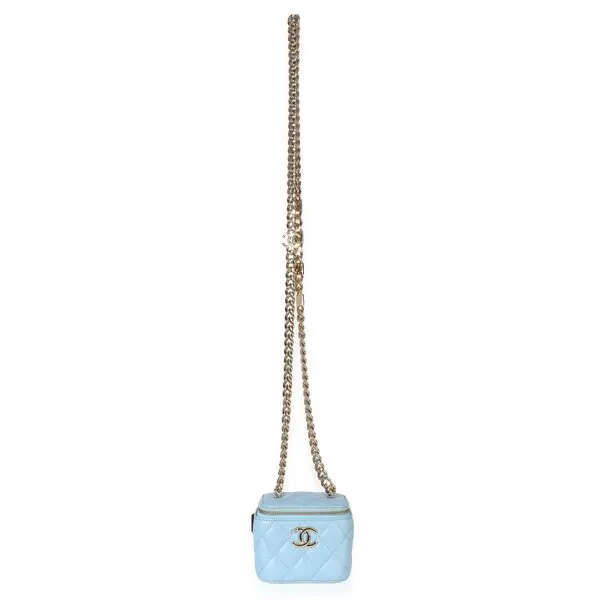 Chanel Quilted Lambskin Vanity Case With Coco Chain Strap