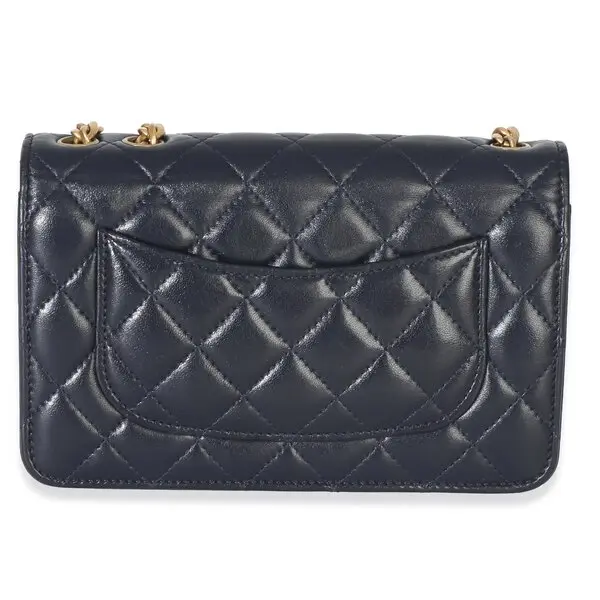 Chanel Quilted Lambskin Wallet On Chain - Blue