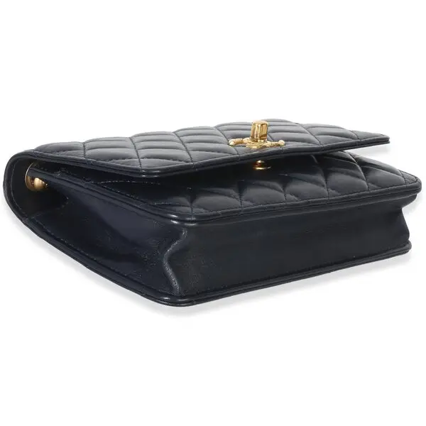 Chanel Quilted Lambskin Wallet On Chain - Blue