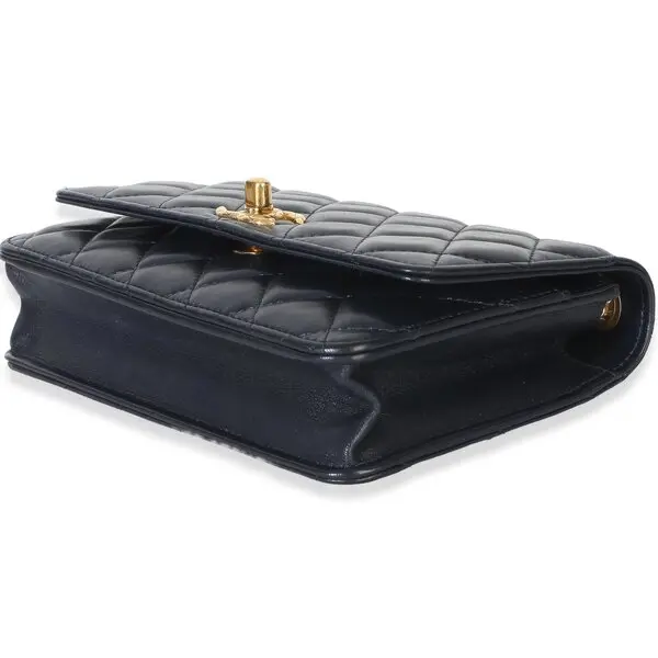 Chanel Quilted Lambskin Wallet On Chain - Blue