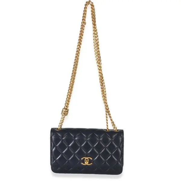 Chanel Quilted Lambskin Wallet On Chain - Blue