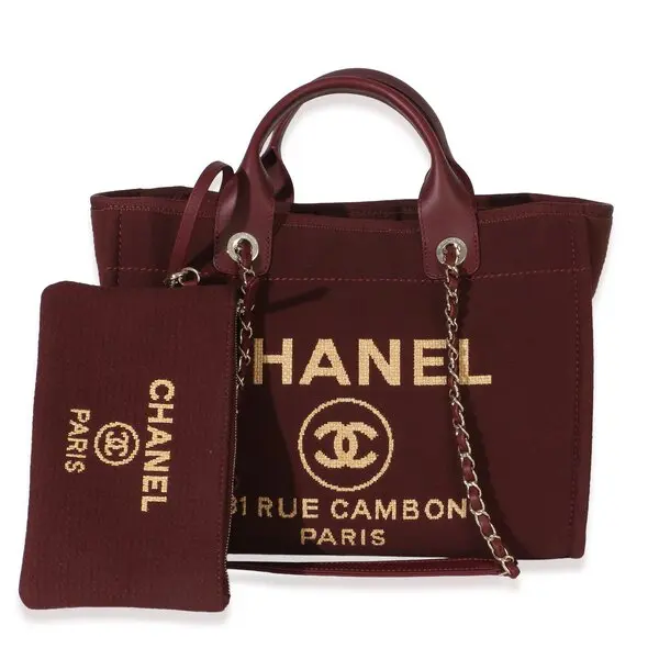 Chanel Burgundy Mixed Fibers Deauville Tote - Red